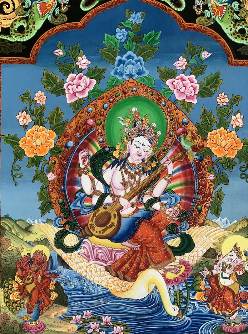Saraswoti Goddess of Learning Music and Wisdom Newari - Etsy