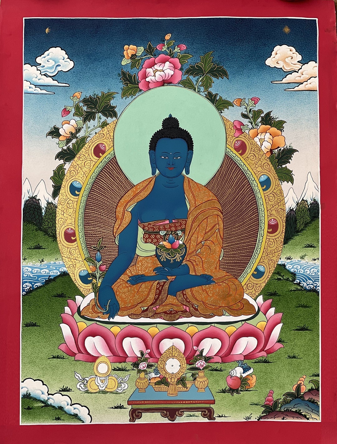 Medicine Buddha Medicine Guru Bhaisajyaguru Masterpiece Gold Tibetan ...