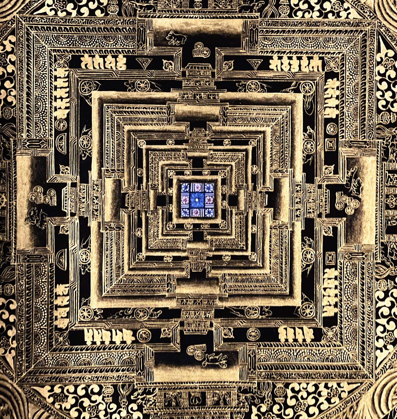 Kalachakra Mandala/ Wheel of Life/ Wheel of Time / Black and Gold High ...