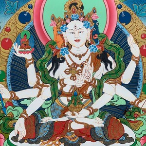 Vasudhara or Vasundhara, High Quality Blessed, Gold Thangka Painting ...