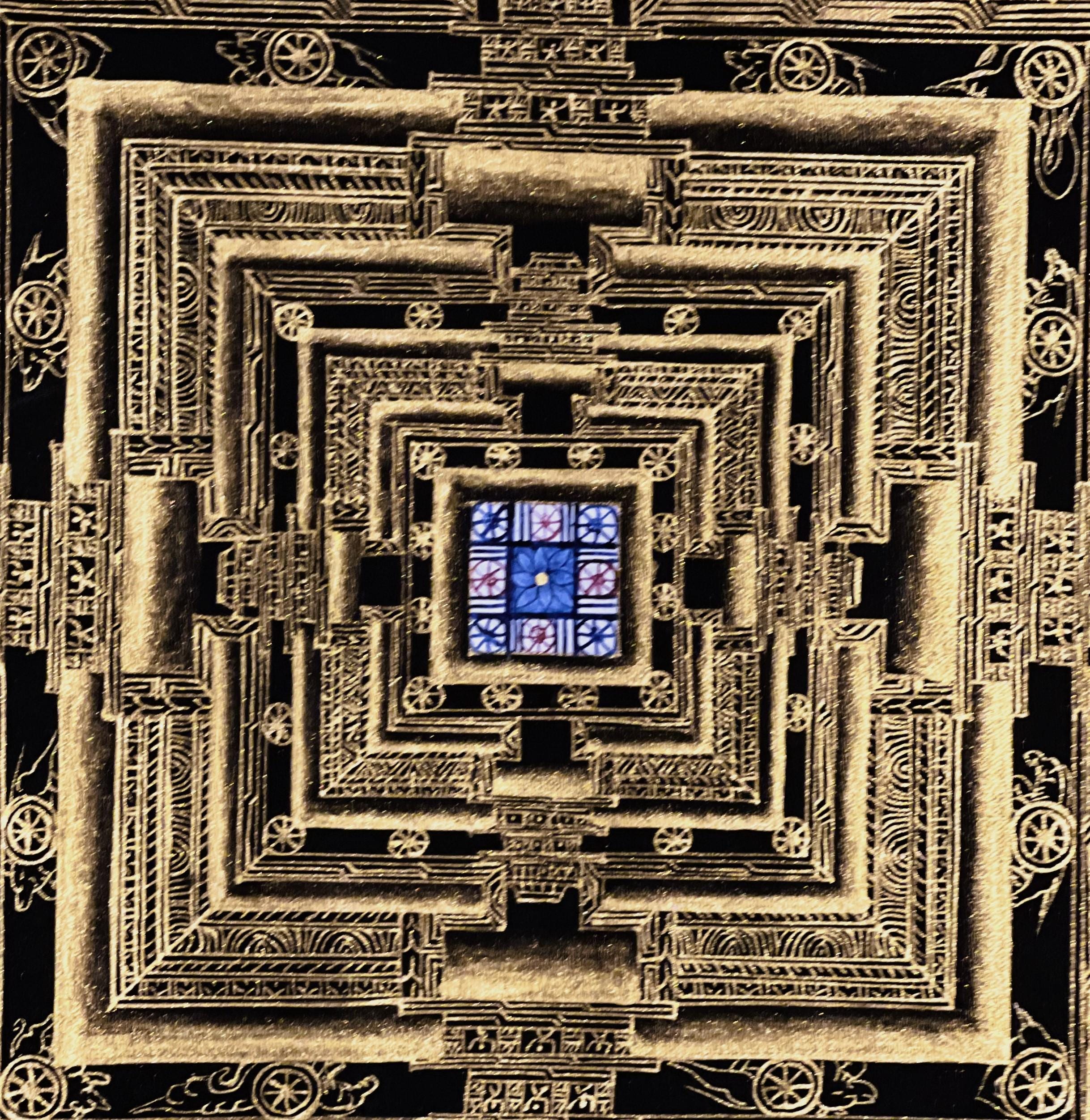 Kalachakra Mandala/ Wheel of Life/ Wheel of Time / Black and Gold High ...