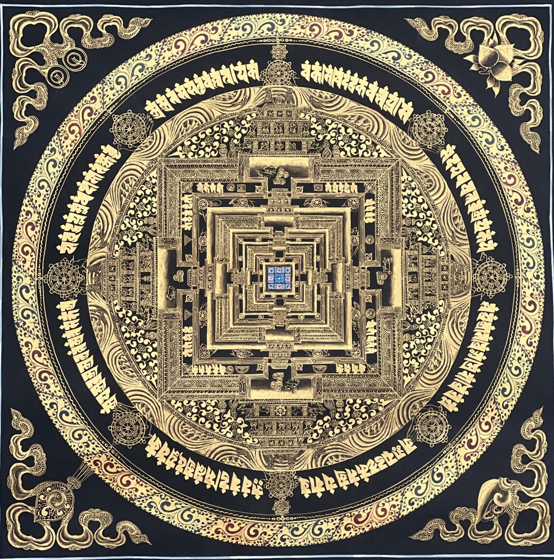 Kalachakra Mandala/ Wheel of Life/ Wheel of Time / Black and Gold High ...