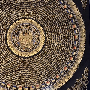 Large Black and Gold Guru Rinpoche Padmasambhava Mantra Mandala Tibetan ...