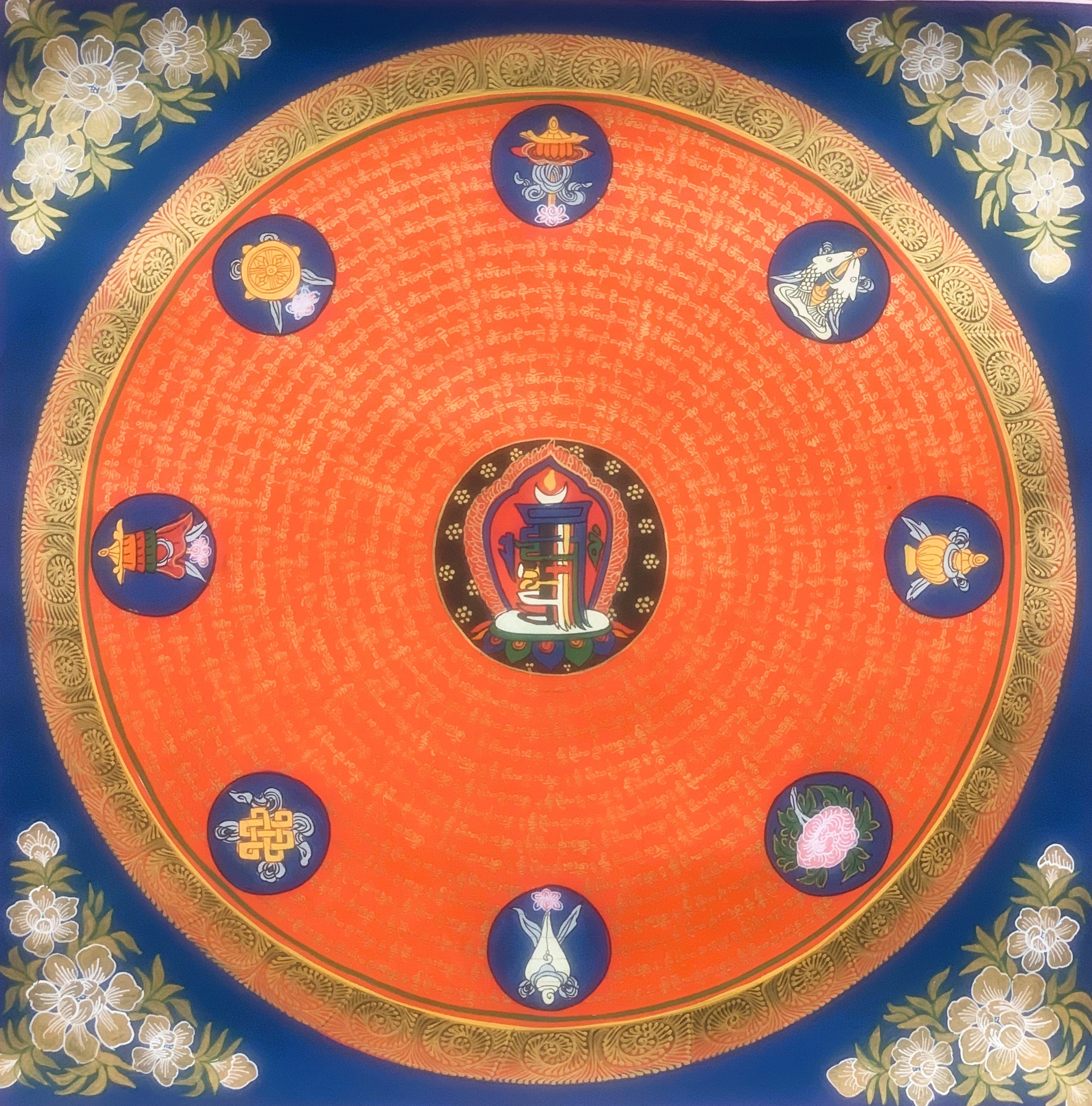 Hand Painted Kalachakra Symbol Mantra Mandala Meditation Thangka ...