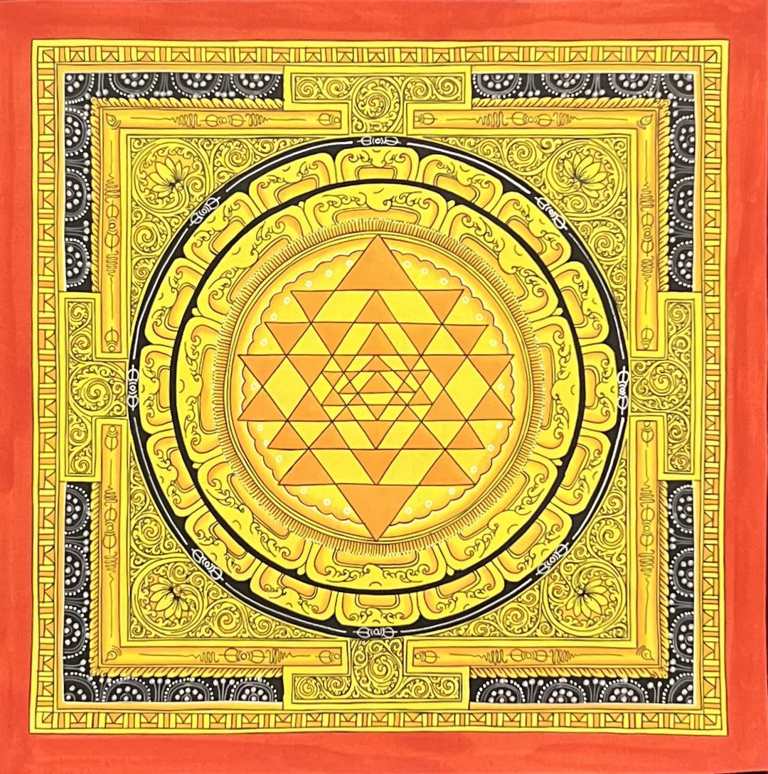Original Shriyantra/ Shri Yantra/ Shri Chakara Mandala Paubha/pauva ...