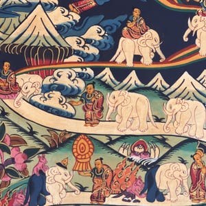 Hand Painted Elephant Path Samatha Meditation Way to Heaven/nirvana Tibetan Thangka Painting ...