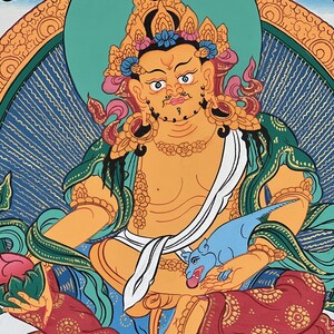 Yellow Jambhala/ Zambala/kuber God of Wealth Tibetan Thangka Painting ...