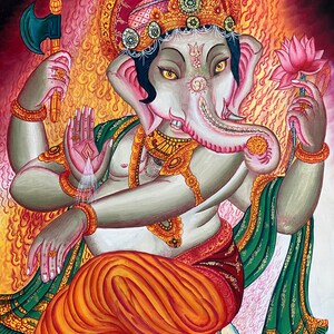 Lord Ganesha Ganesha/ Ganapati/vinayaka, Newari Paubha/ Thangka ...