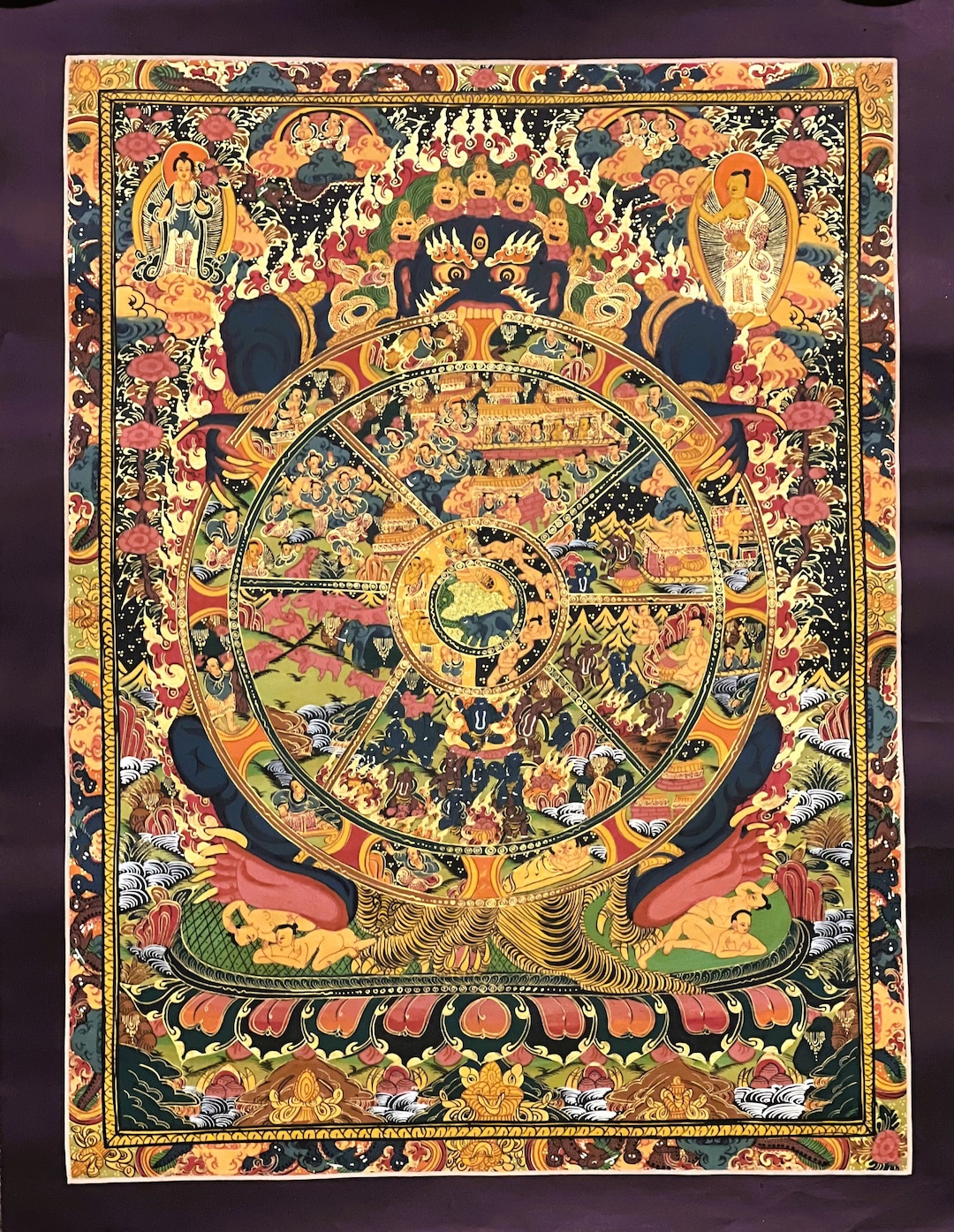 Wheel of Life Bhavacakra/ Samsara Mandala Masterpiece Smoky Tibetan ...