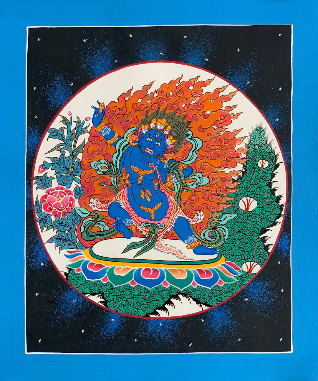 Vajrapani, Indra, Thunderbolt-bearer, Tibetan Thangka Painting ...