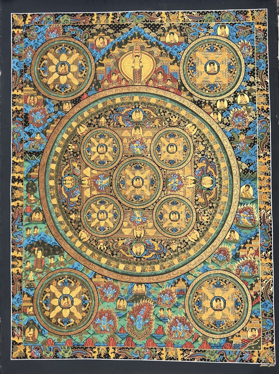 Buddha Life Mandala Original Hand-painted Masterpiece Tibetan Thangka ...