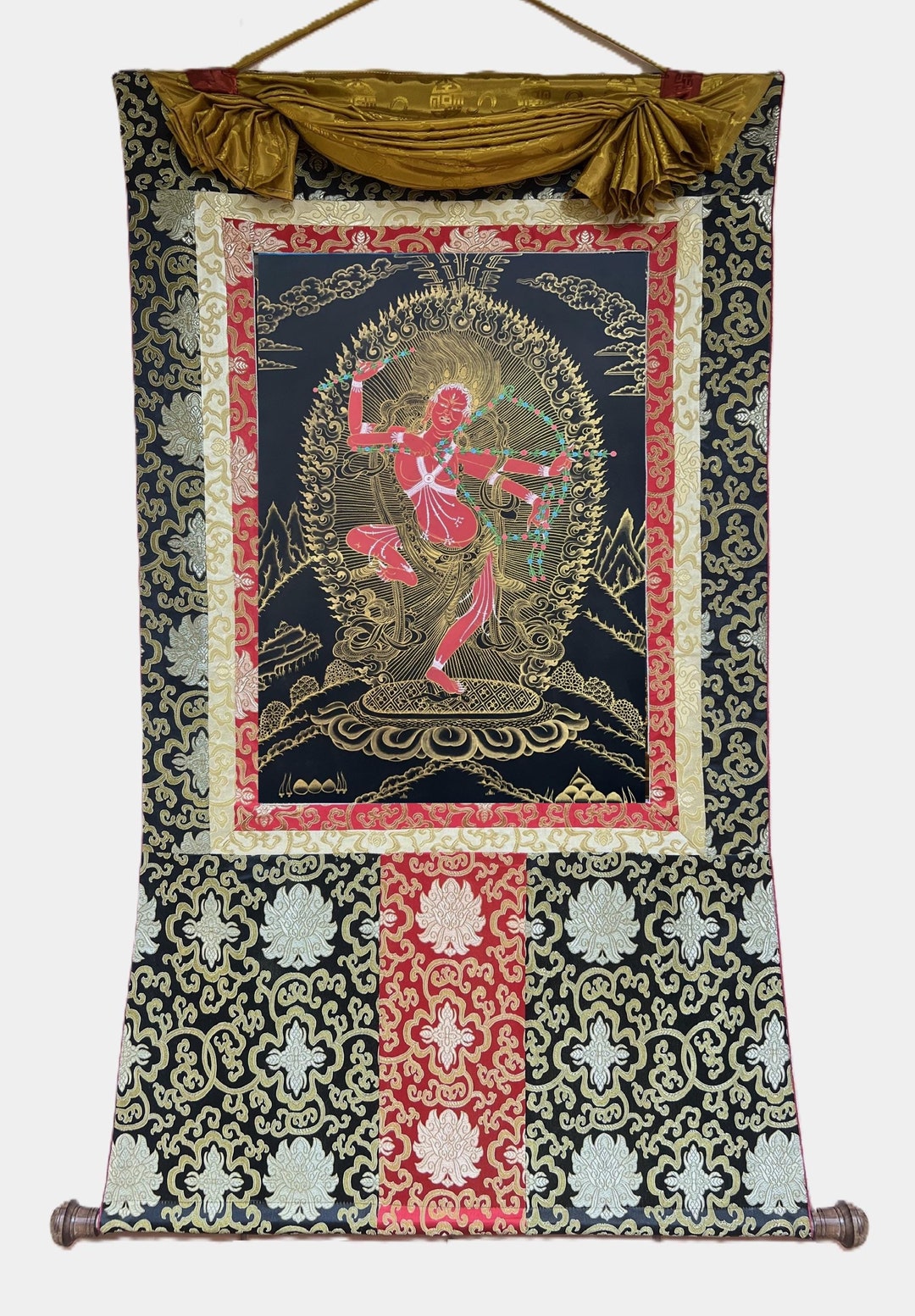 Kurukulla/ Kurukulle/ Mother Buddha Masterpiece Black and Gold Tibetan ...