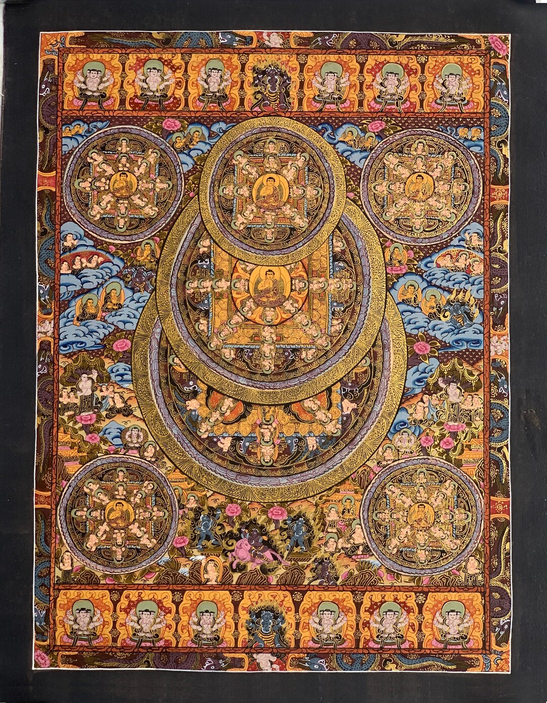 Pancha (five) Buddha/ Big Circle Mandala Tibetan Thangka Painting ...