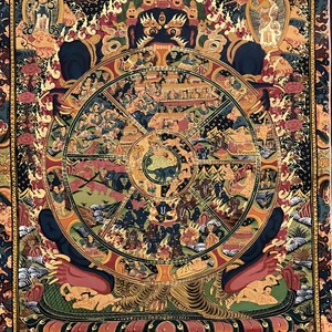 Wheel of Life Bhavacakra/ Samsara Mandala Masterpiece Smoky Tibetan ...