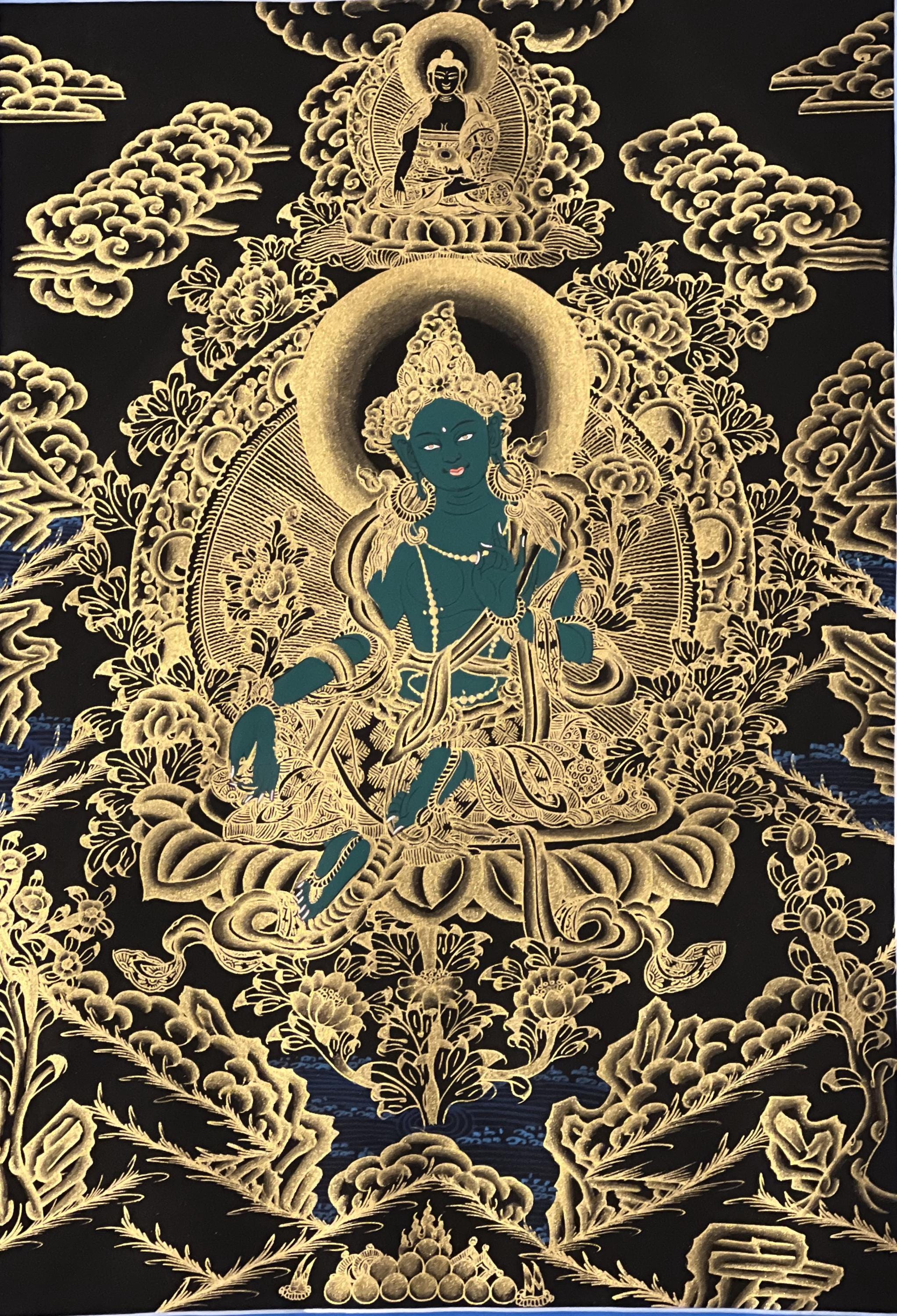 Green Tara Thangka Painting, Mother Goddess Art, Tibetan Buddhism - Etsy