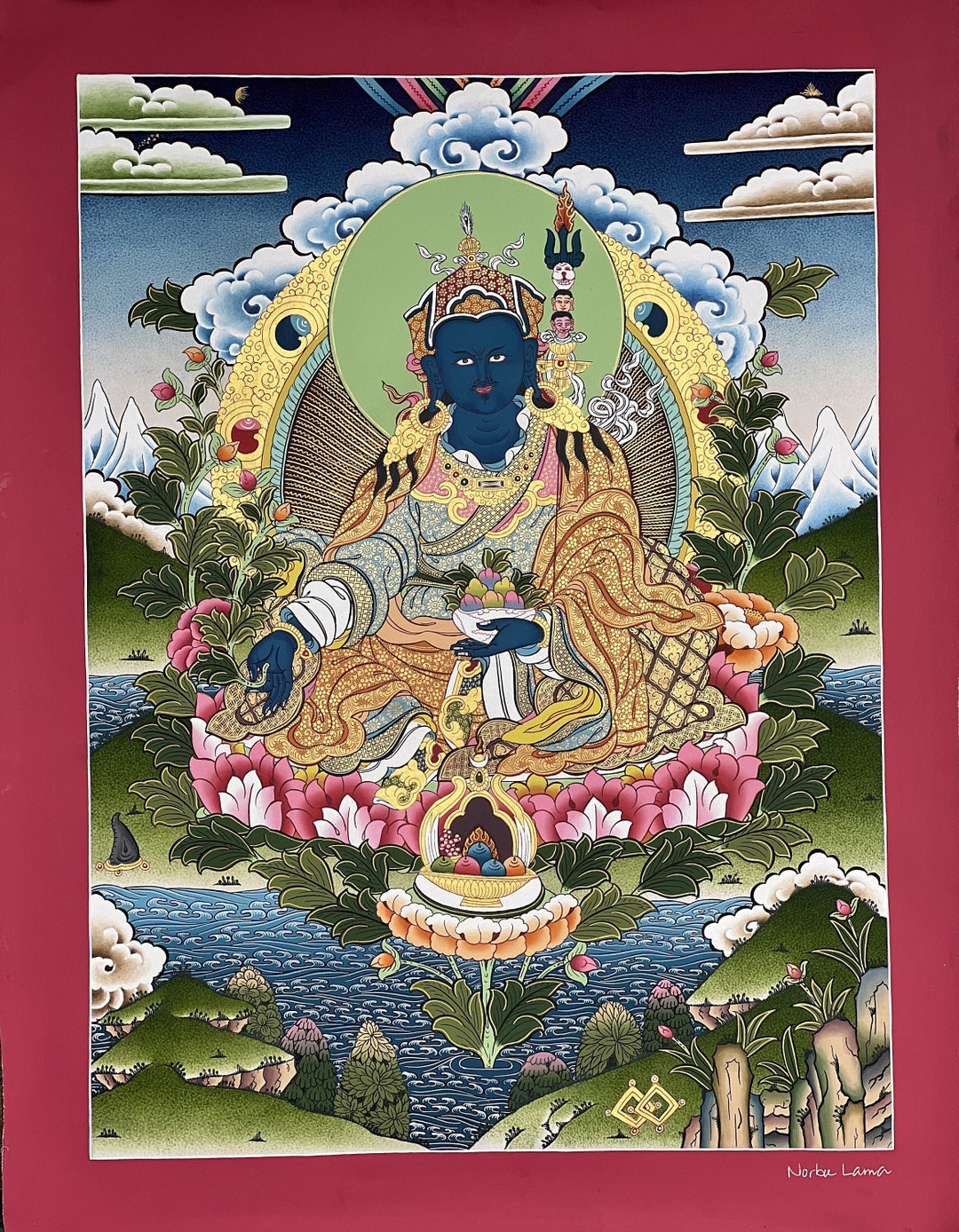 Guru Orgyen Menla/ Guru Rinpoche of Medicine Artist Signed Masterpiece ...
