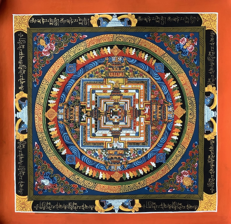 Hand-painted Kalachakra Mandala Thangka Painting, Tibetan Wheel of Life ...