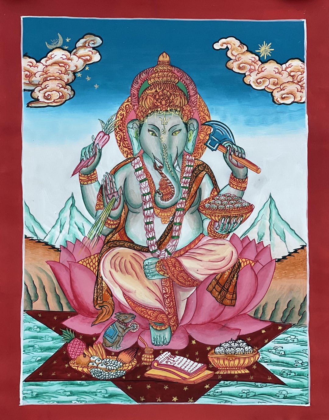 Lord Ganesha Ganesh Ganapati Vinayaka Master Quality Newari Paubha ...