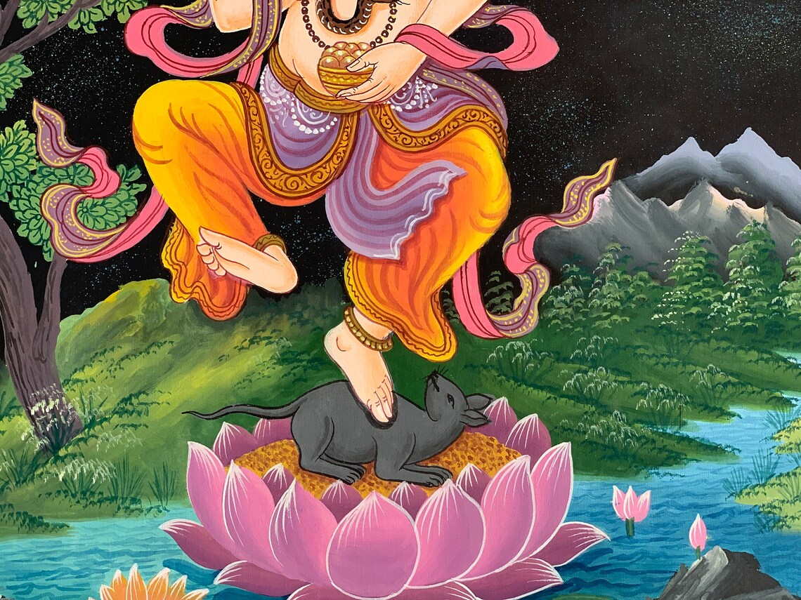 Hindu God Ganesha Ganesh Ganapati Vinayaka Newari Pauba - Etsy