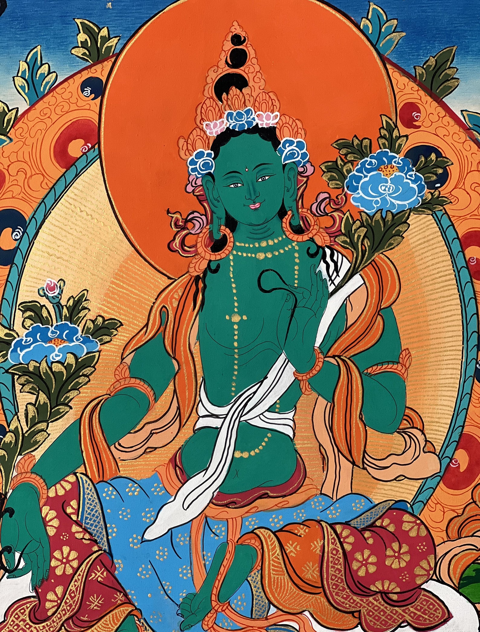 Green Tara/ Shyamatara/ Mother Goddess Master Quality Tibetan Thangka Painting Original Buddhist ...