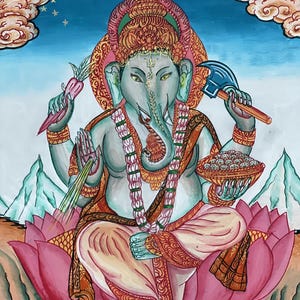Lord Ganesha Ganesh Ganapati Vinayaka Master Quality Newari Paubha ...