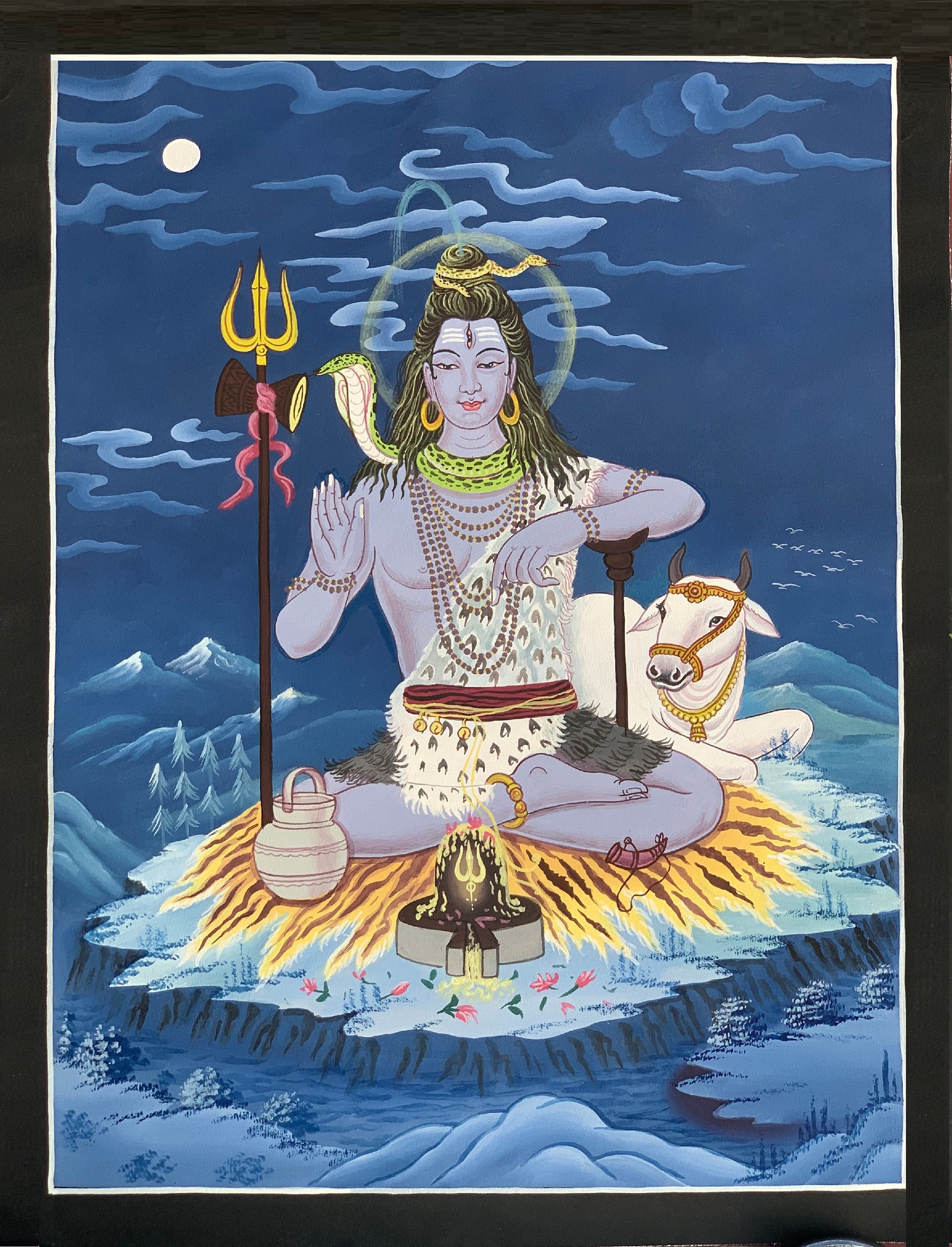 Lord Shiva/ Mahadeva/ Shankar God of the Gods Newari Paubha/ Pauva ...