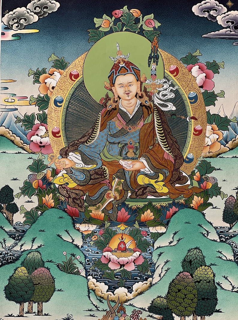 Guru Padmasambhava/ Guru Rinpoche Masterpiece Tibetan Thangka - Etsy