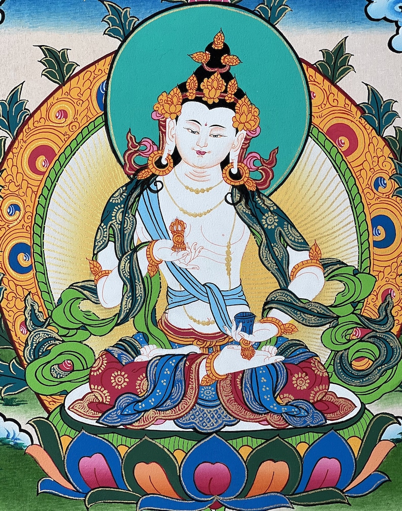 Vajrasattva Thangka Painting, Tibetan Buddhist Art, Gold Detail - Etsy