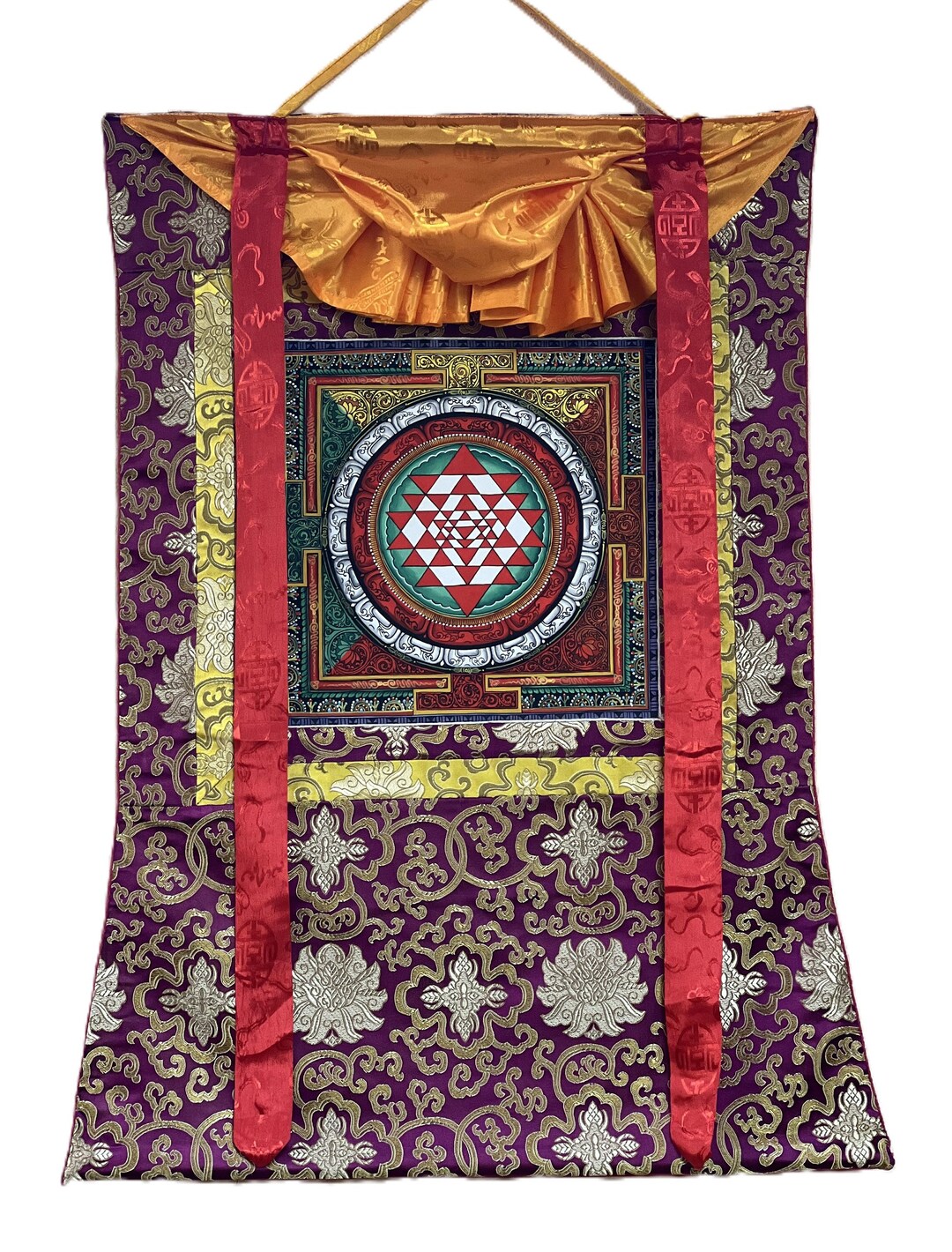 Sri Yantra/ Shri Yantra/ Shri Chakra Newari Paubha Thangka Painting for ...