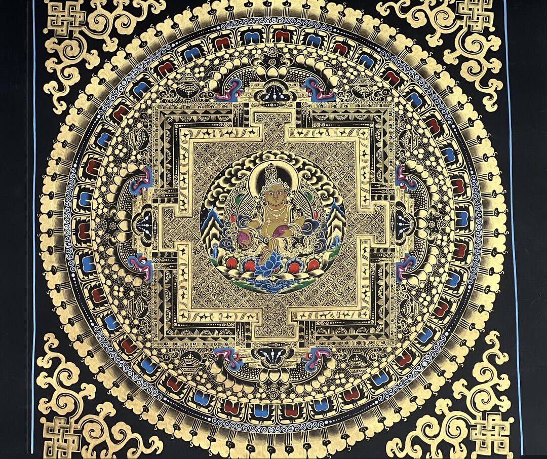 Zambala/ Jambhala Mandala Tibetan Thangka Painting, Original Hand ...