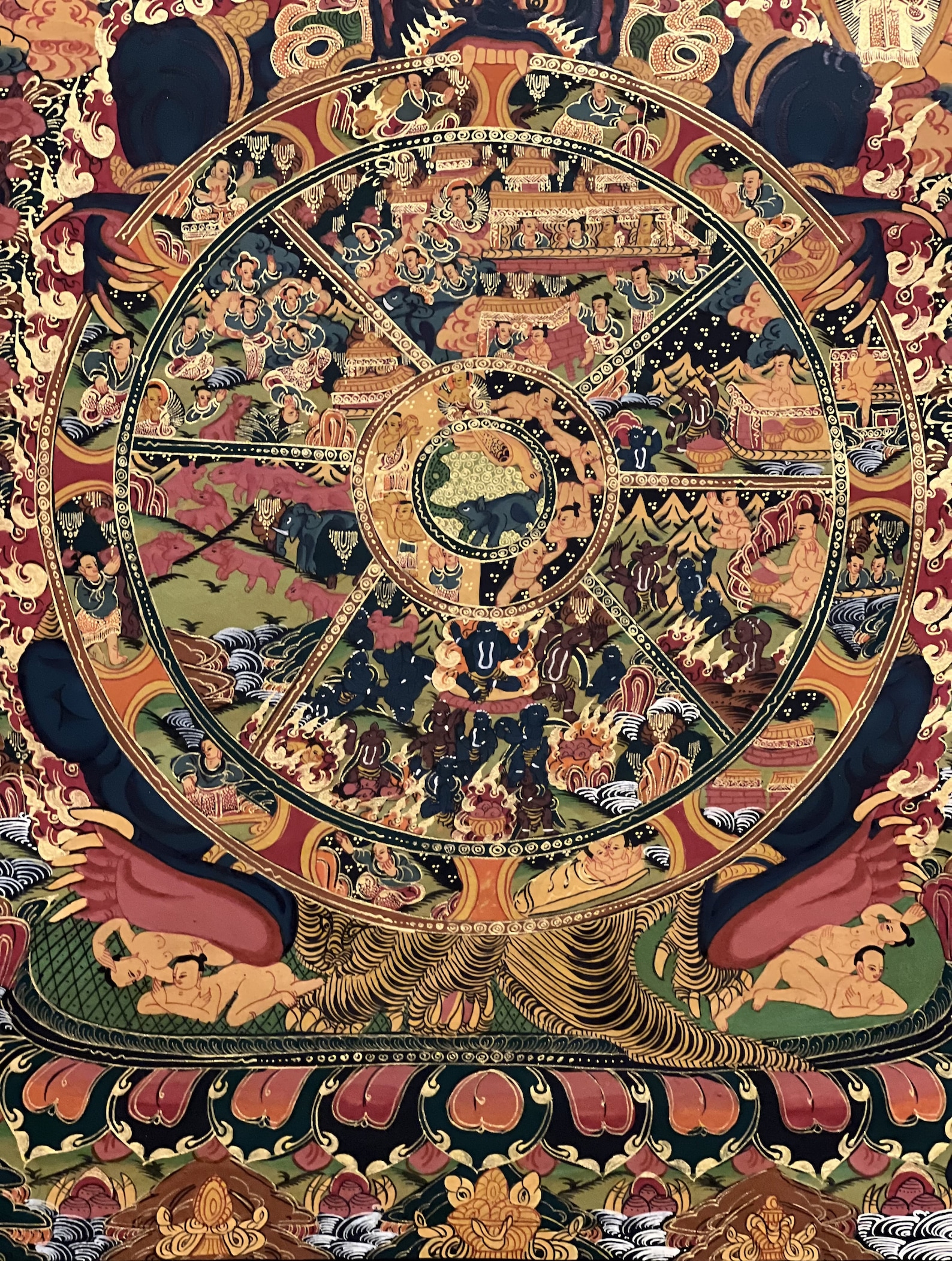 Wheel of Life Bhavacakra/ Samsara Mandala Masterpiece Smoky Tibetan ...