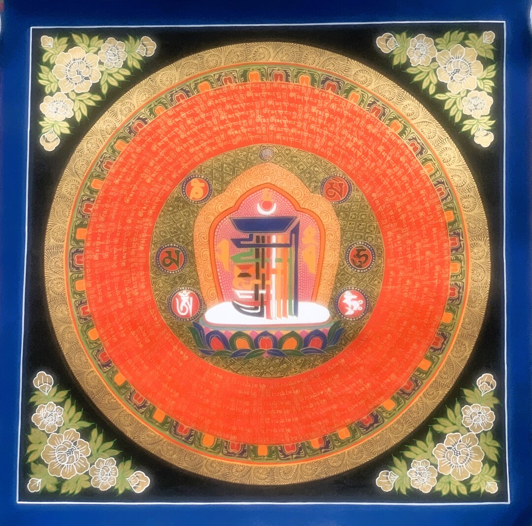 Hand Painted Sacred Symbol Kalachakra Wheel of Time Mantra Mandala ...