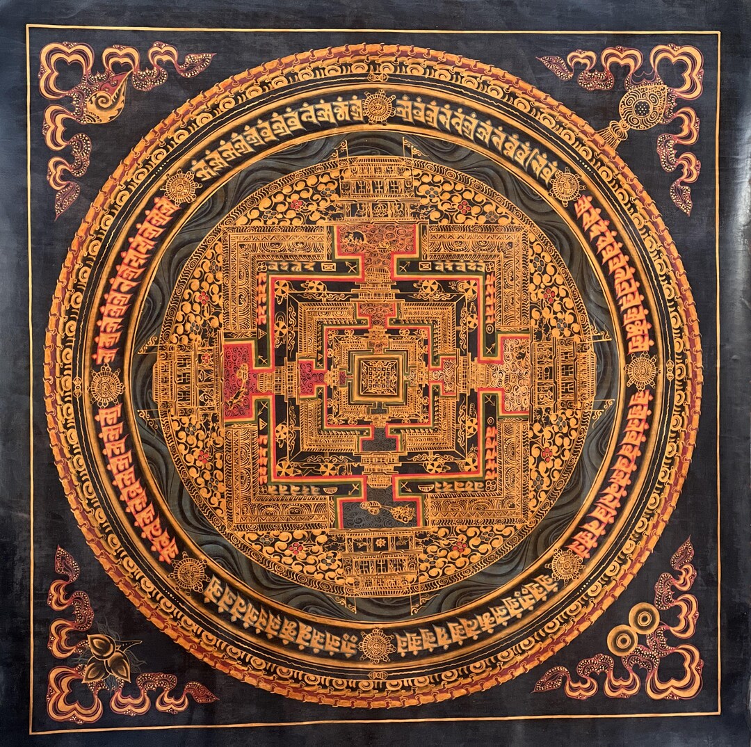 Wheel of Life/ Wheel of Time / Kalachakra/ Mandala Black and Gold Oil ...