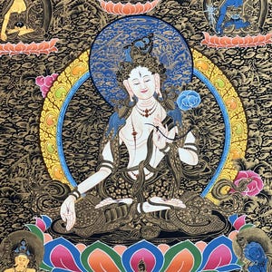 White Tara/ Sitatara/ Mother Goddess Original Masterpiece Tibetan ...