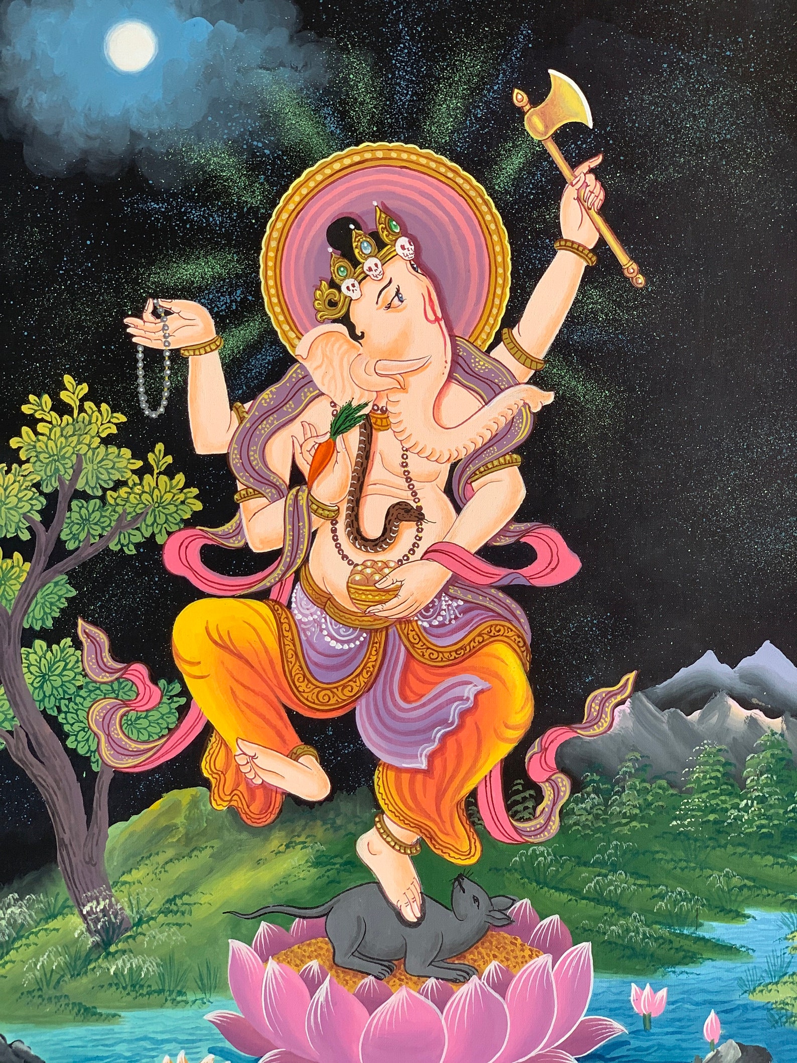 Hindu God Ganesha Ganesh Ganapati Vinayaka Newari Pauba - Etsy