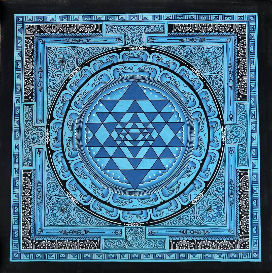 Original Shriyantra/ Shri Yantra/ Shri Chakara Mandala Newari Paubha ...