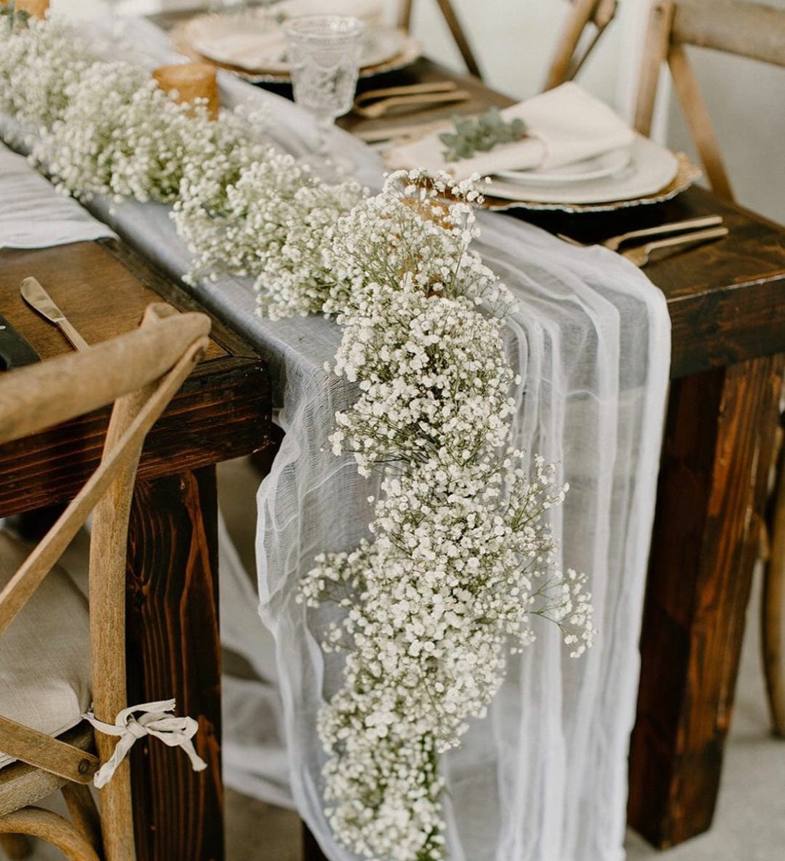 Preserved Baby's Breath Wedding Table Garland Greenery - Etsy UK