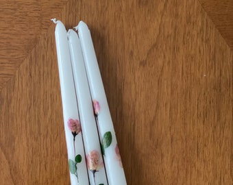 Botanical Taper Candles, Pressed Flower Boho Candles, Set of Two ...