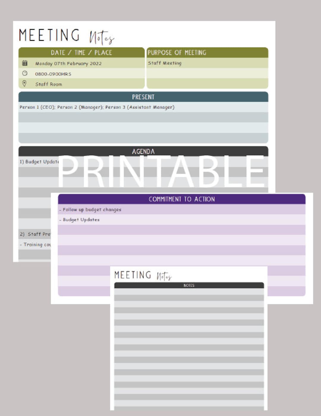 Meeting Notes Template - Etsy