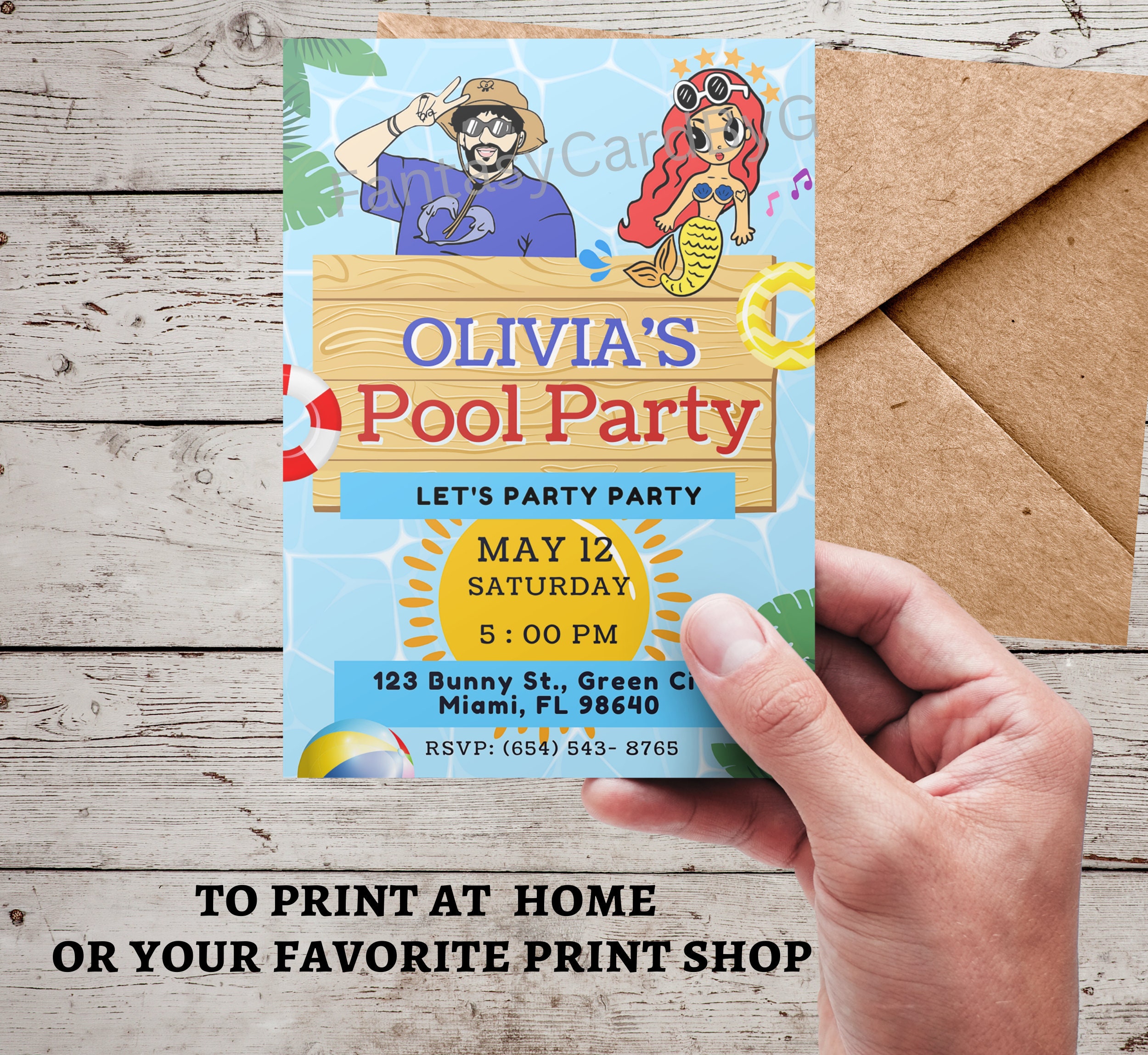 Bad Bunny Karol G Invitation, Pool Party Bad Bunny Karol G Invitation ...