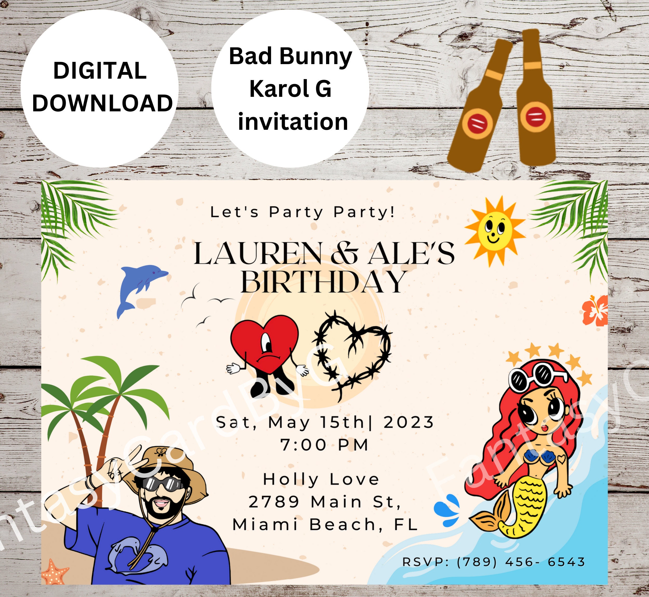 Bad Bunny & Karol G Invitation, Mañana Sera Bonito Invitation, Bad ...
