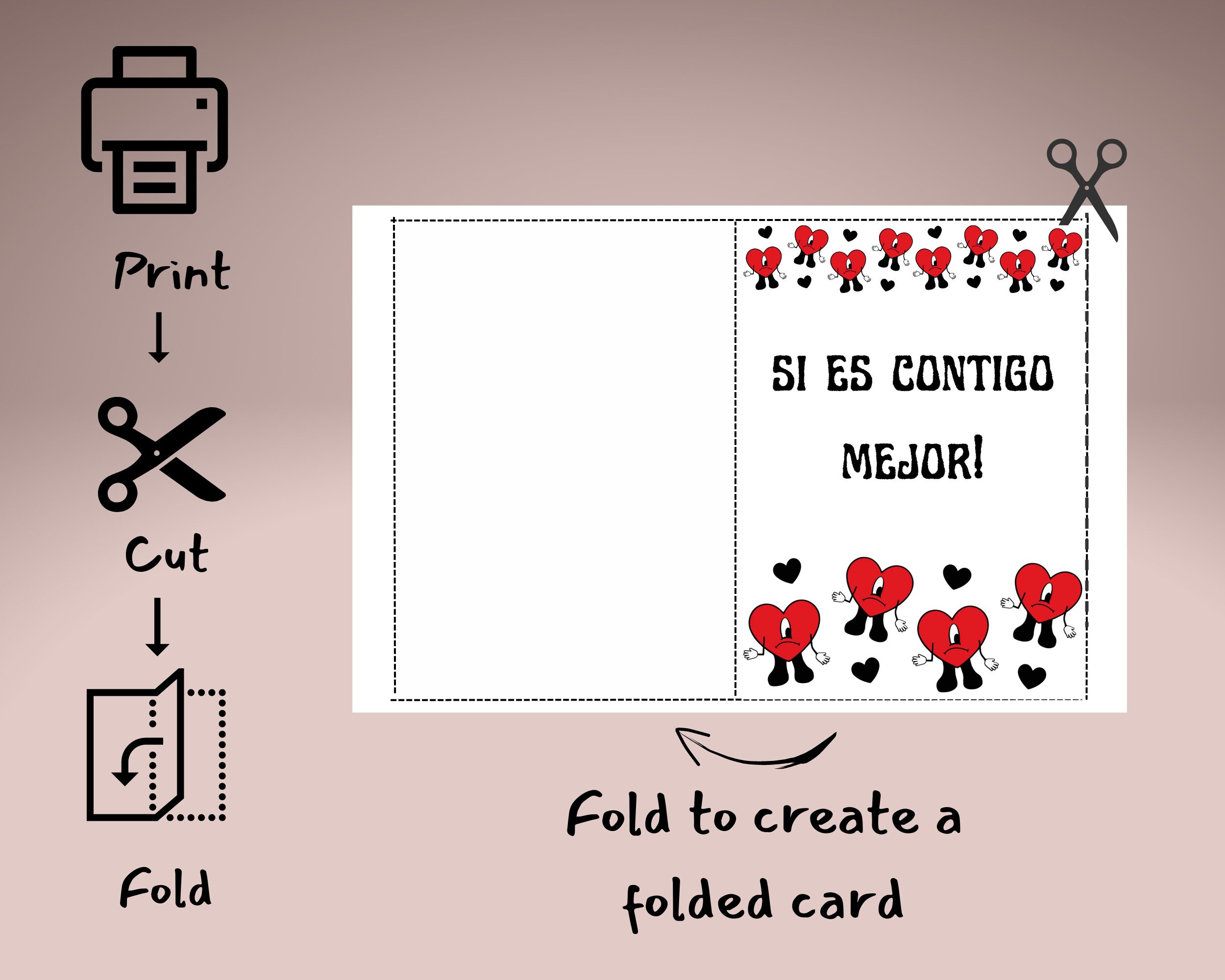 Bad Bunny Card, Valentine Bad Bunny Car, Digital Bad Bunny Card, Un ...