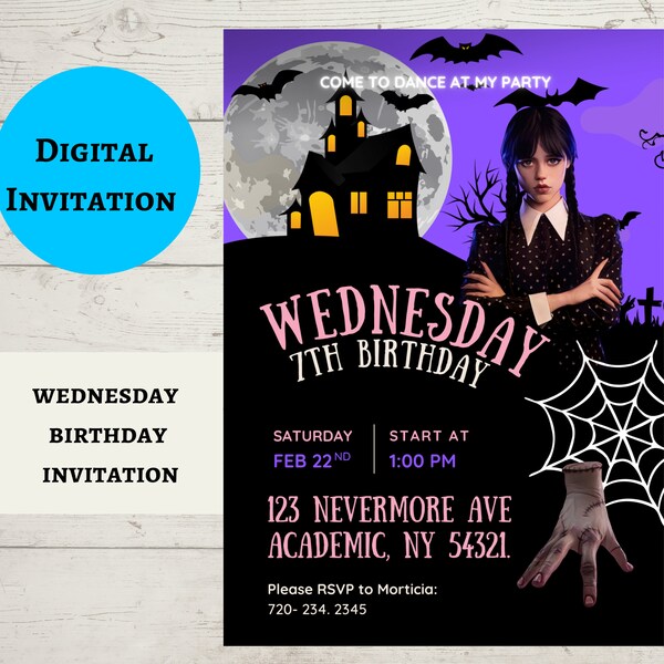 Wednesday Addams Invitation Card - Etsy