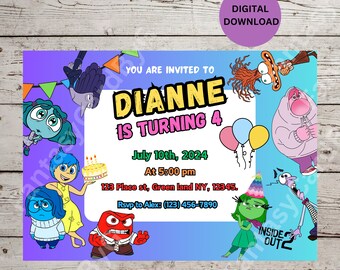 Inside Out Invitation Inside Out Birthday Invitation Inside Out Party ...