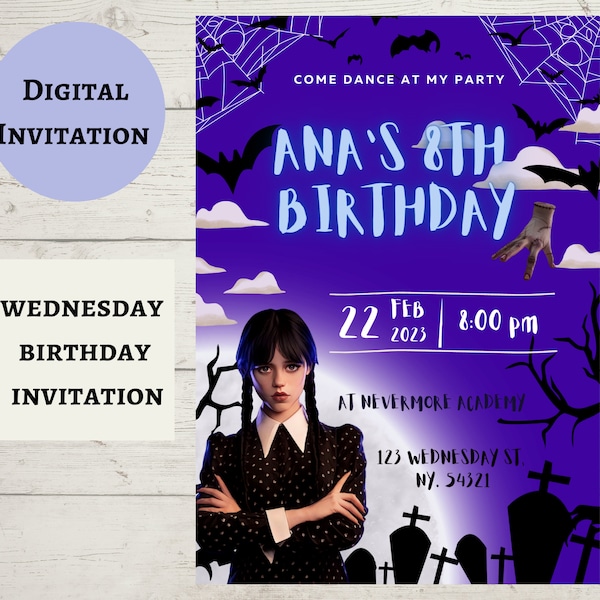 Wednesday Addams Printable Invitation - Etsy Australia