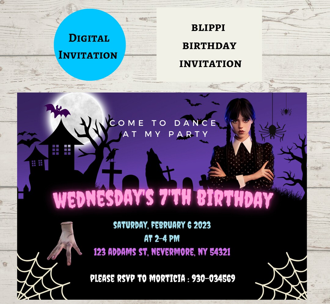 Wednesday Invitation, Digital Wednesday Addams Invitation. - Etsy