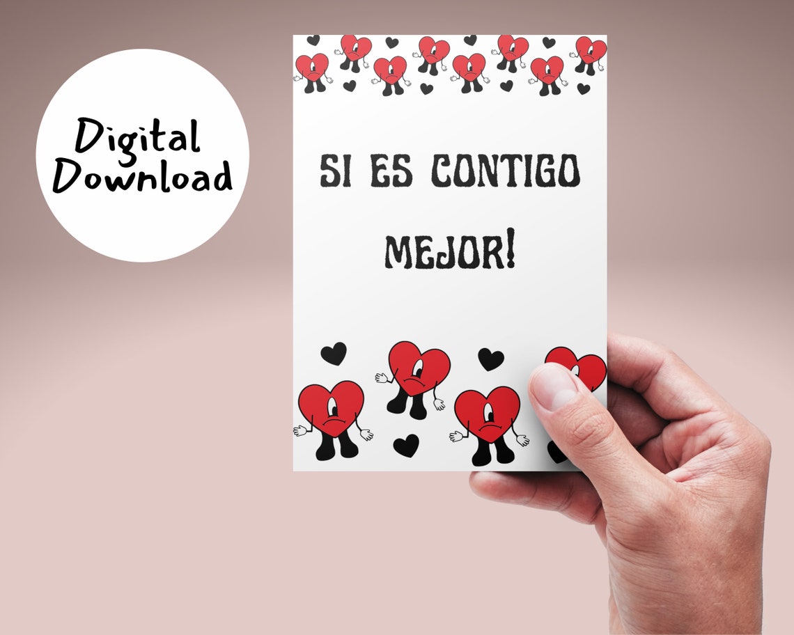 Bad Bunny Card, Valentine Bad Bunny Car, Digital Bad Bunny Card, Un ...