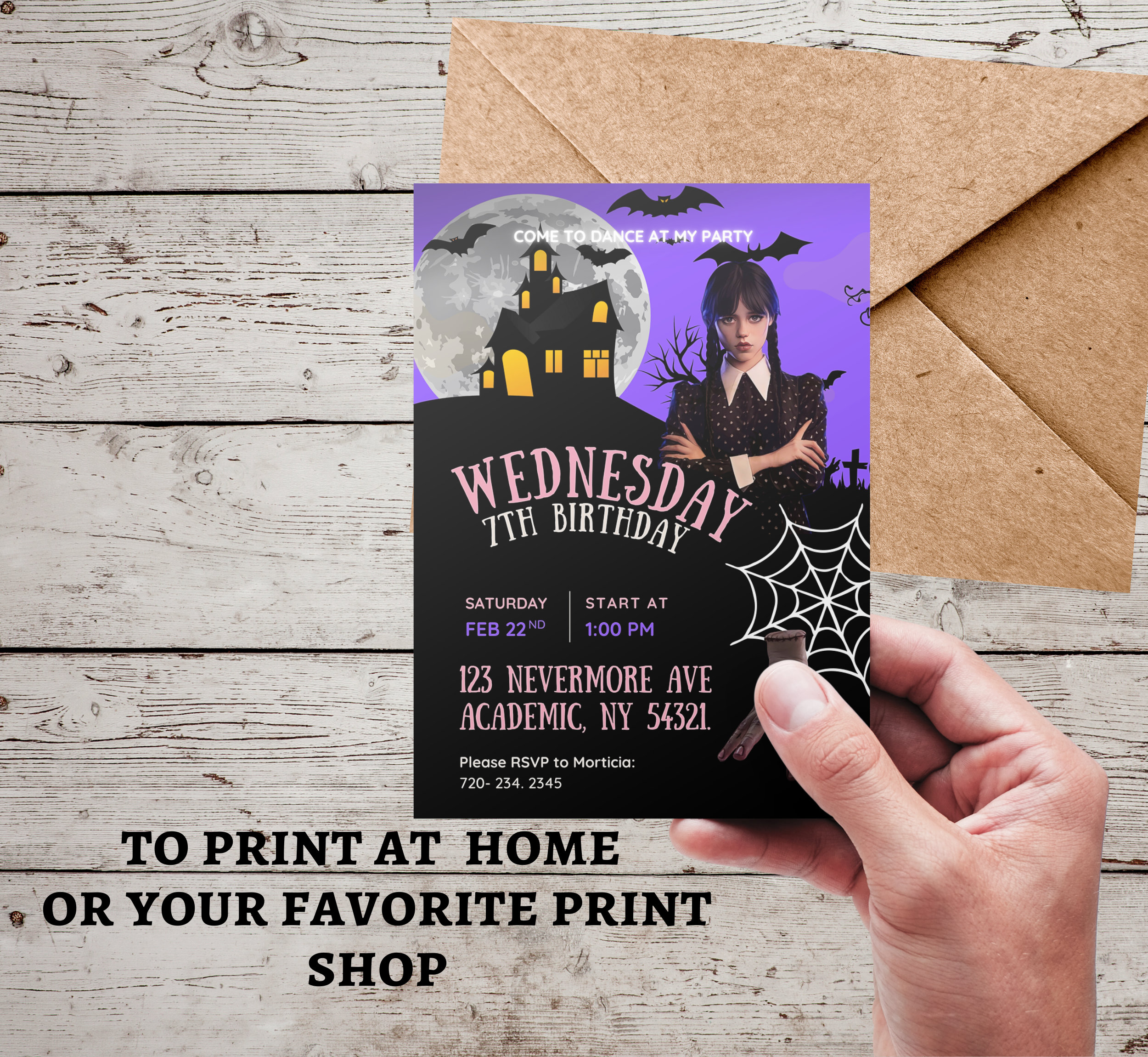 Wednesday Birthday Invitation, Addams Family, Wednesday Digital Card ...