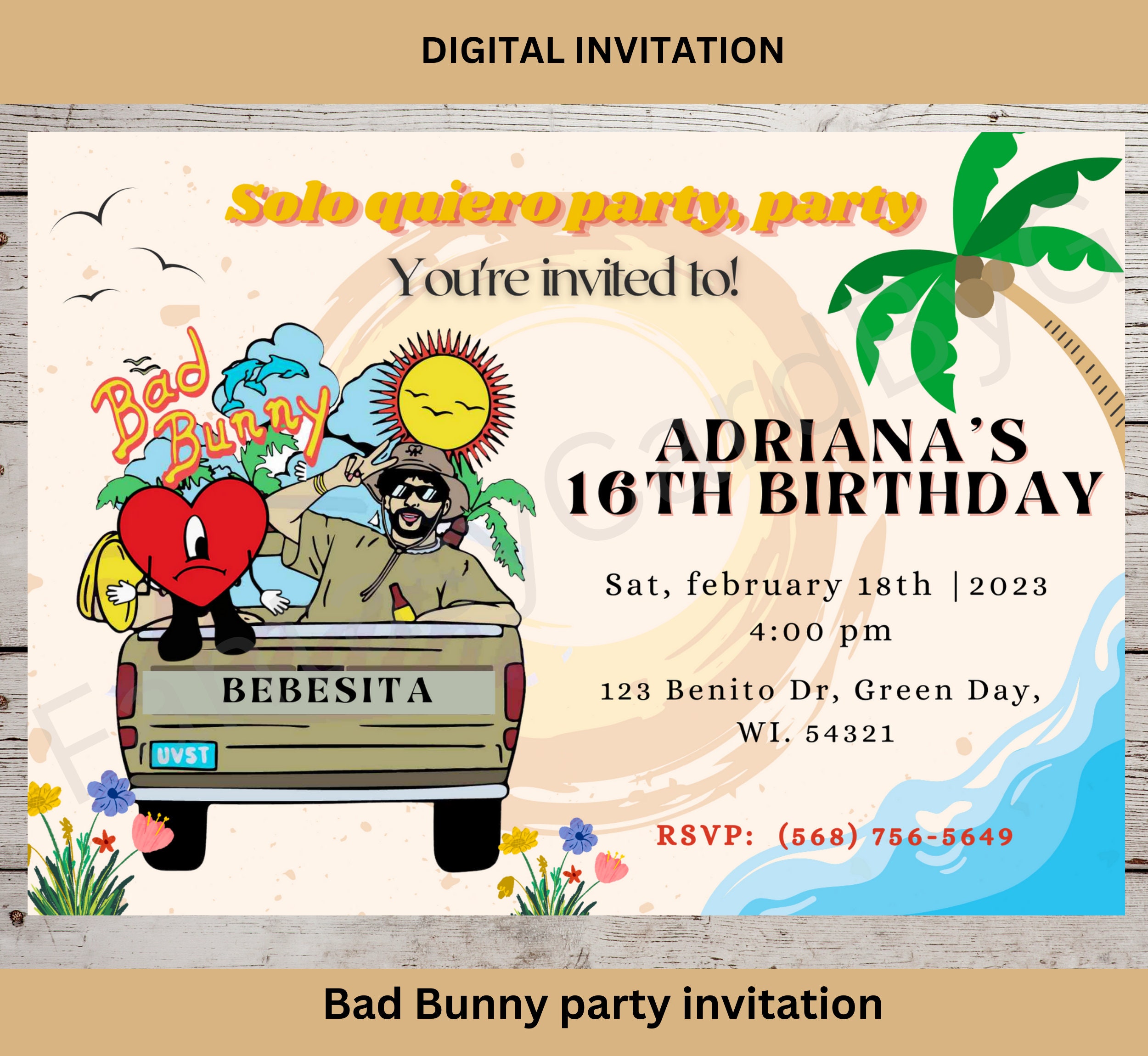 Bad Bunny Invitation, Birthday Party Bad Bunny Invitation. - Etsy