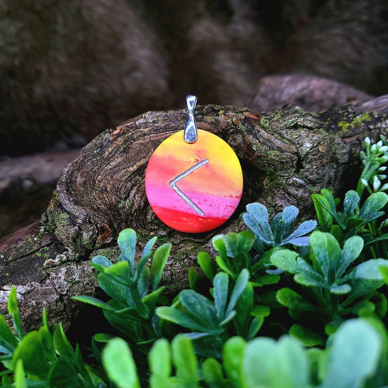 Kenaz Norse Rune Pendant Color Associations Rune Charm Fire, Knowledge ...